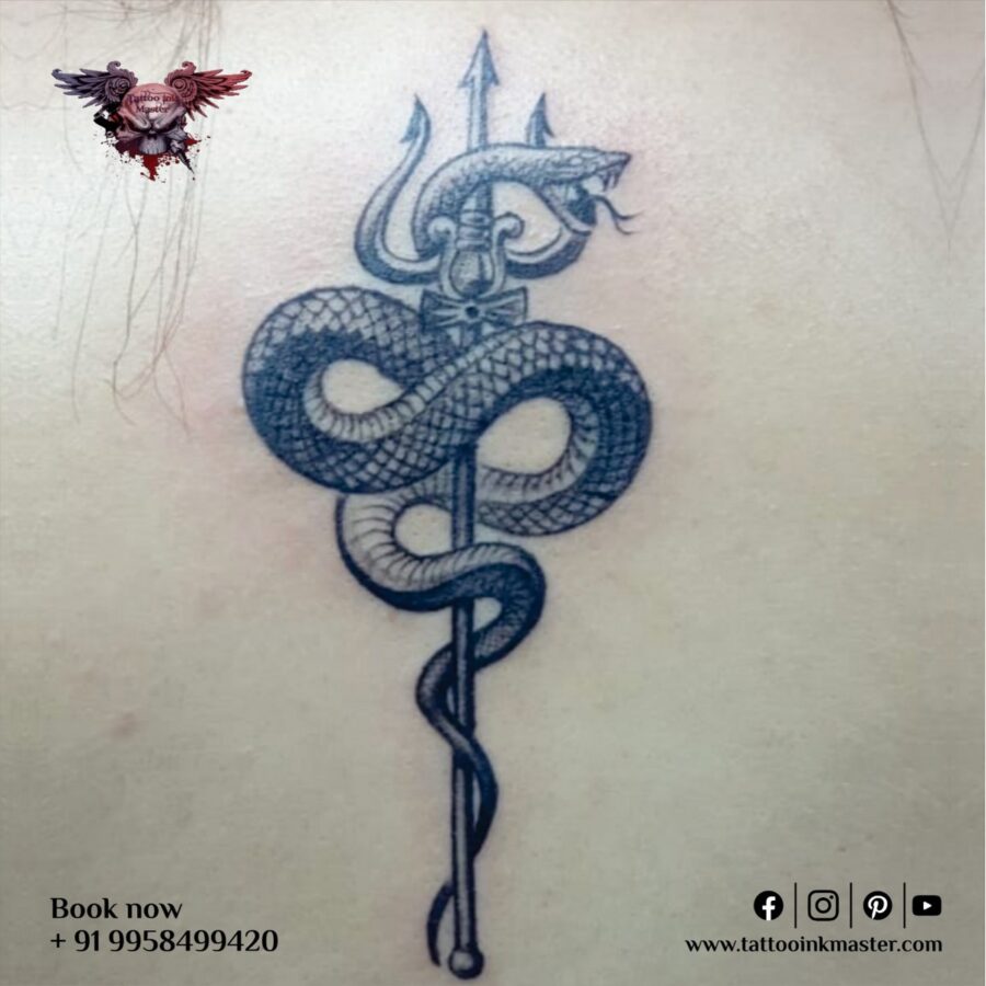 Iconic Trishul and Snak Tattoo for Hand | Tattoo Ink Master