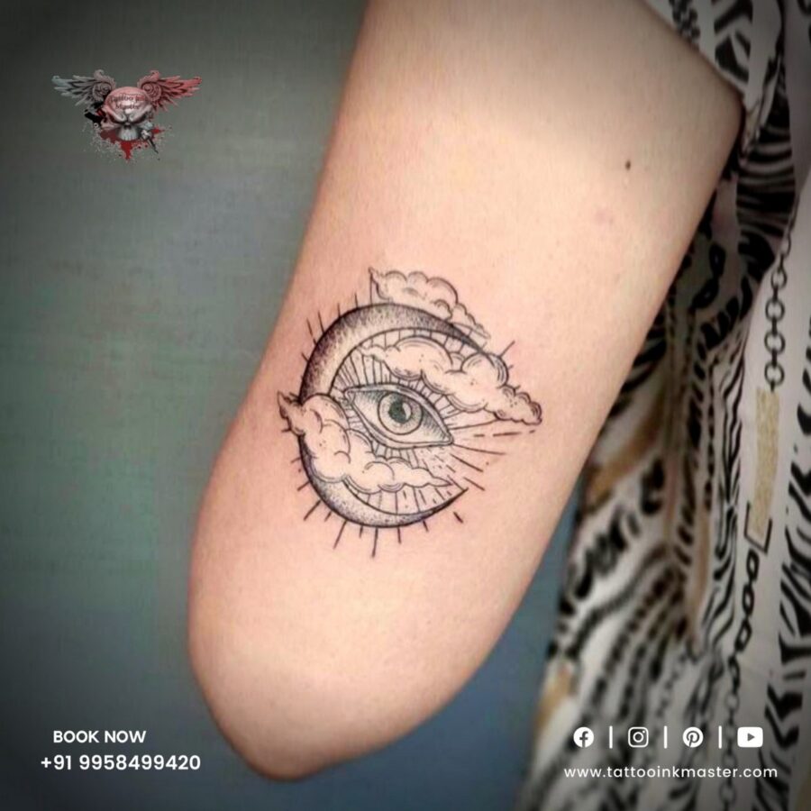 The Optimistic Eye With Clouds And Half Moon | Tattoo Ink Master